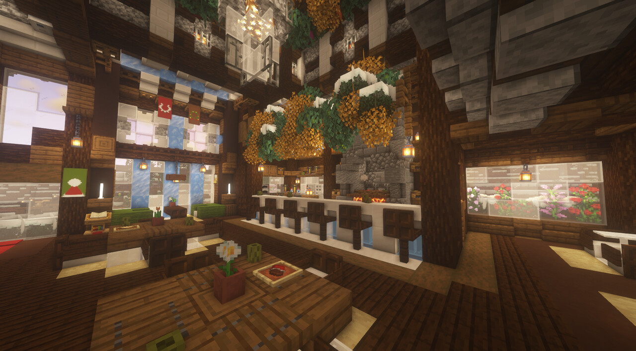 ⛄Modern Cafeteria in winter⛄ Minecraft Map