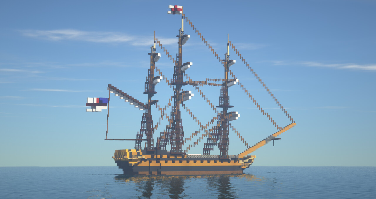 HMS Indefatigable Razee frigate Minecraft Map