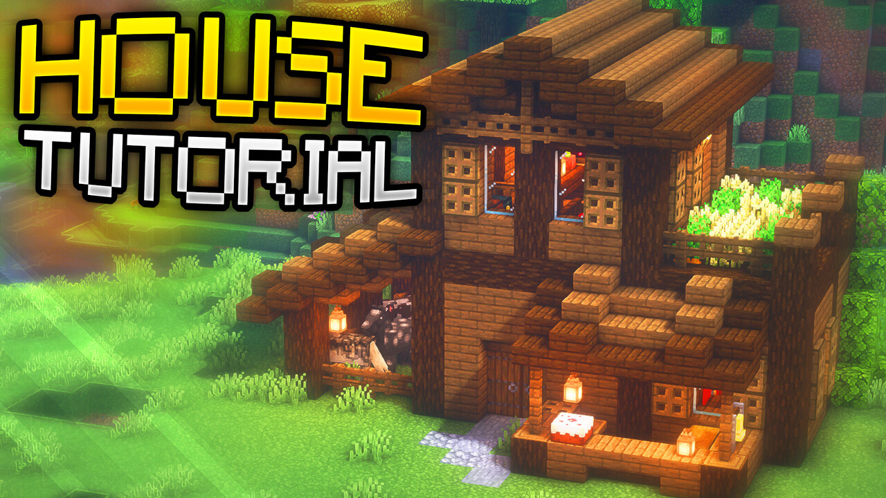 How to build a Survival House! Tutorial (Rustic House Design) Minecraft Map