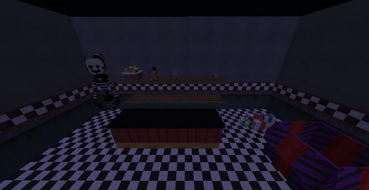 FNAF Ultimate Custom Night Little tiles and FNAF Universe mod Minecraft Map