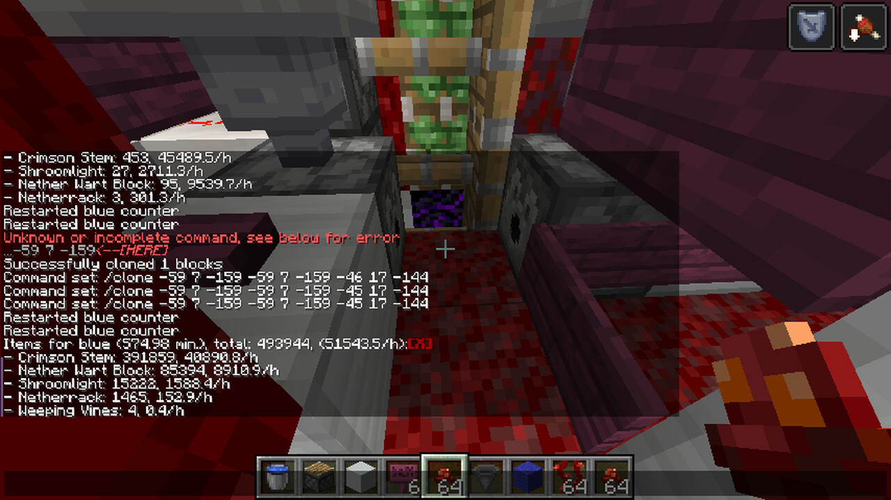 45k/Hour Crimson/Warped Stem Farm Minecraft Map