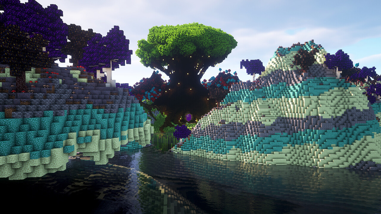 Giant Tree Portal Surrounded by Nether and End Biomes Minecraft Map