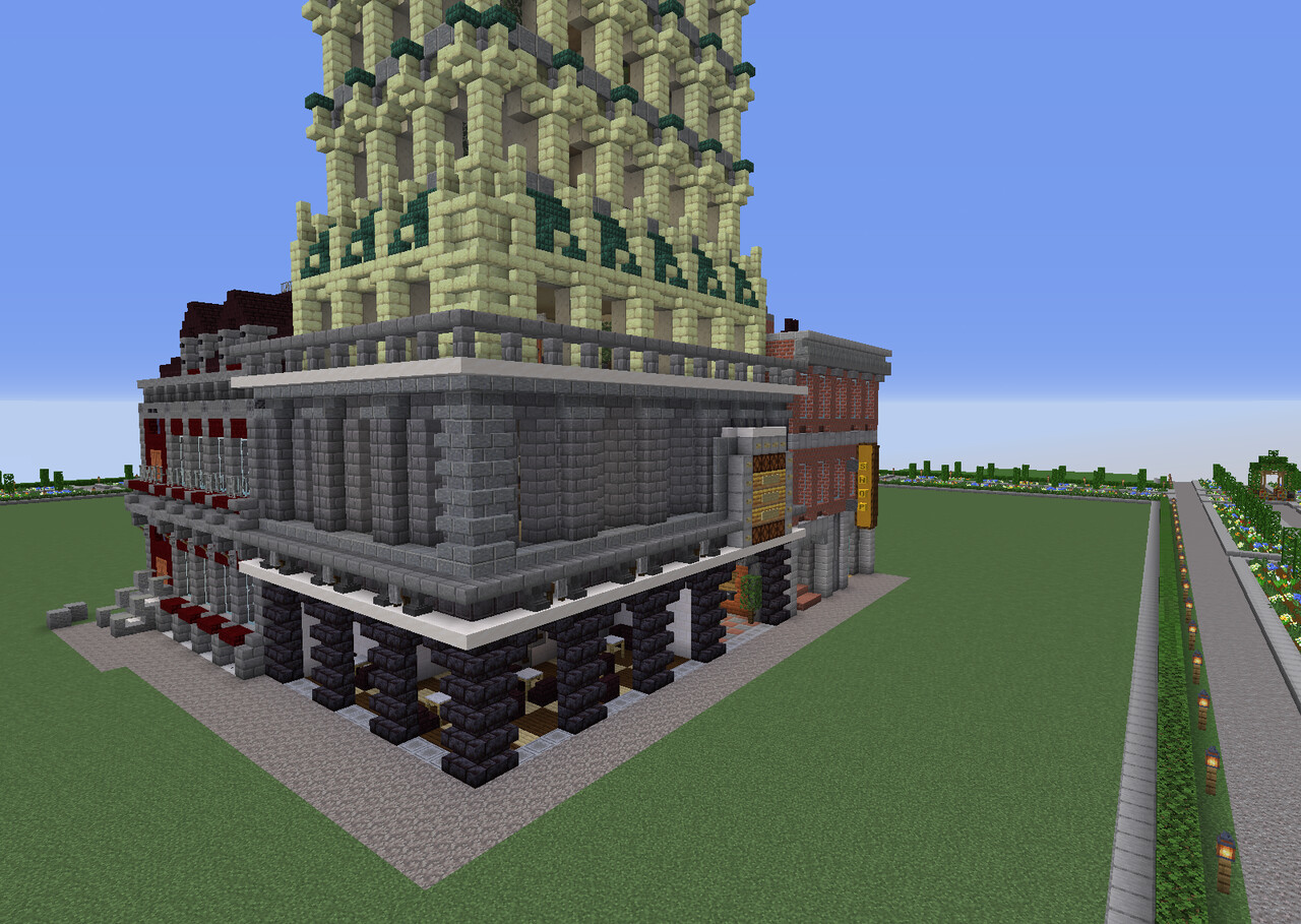 20th Style Corner House With Shop and House of a Cult Minecraft Map