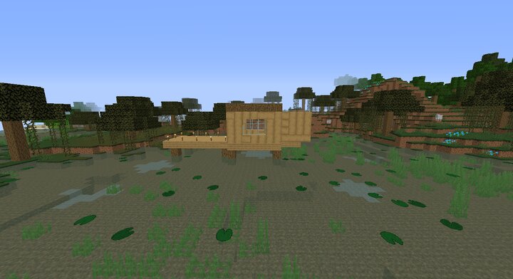 Cool Swamp House/Cabin with dock Minecraft Map