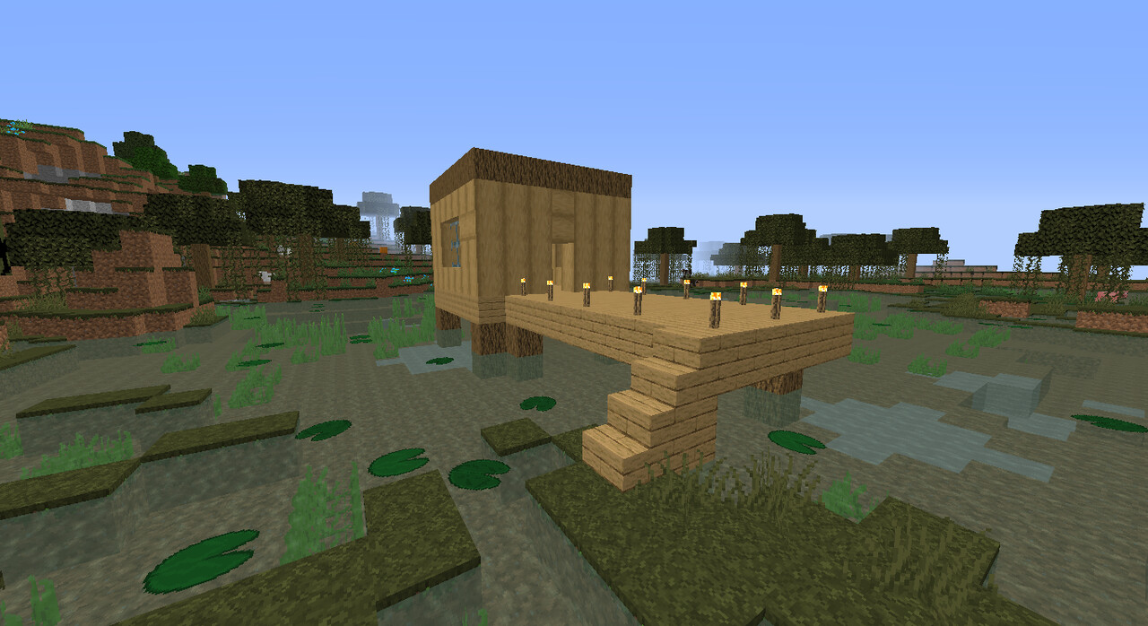 Cool Swamp House/Cabin with dock Minecraft Map