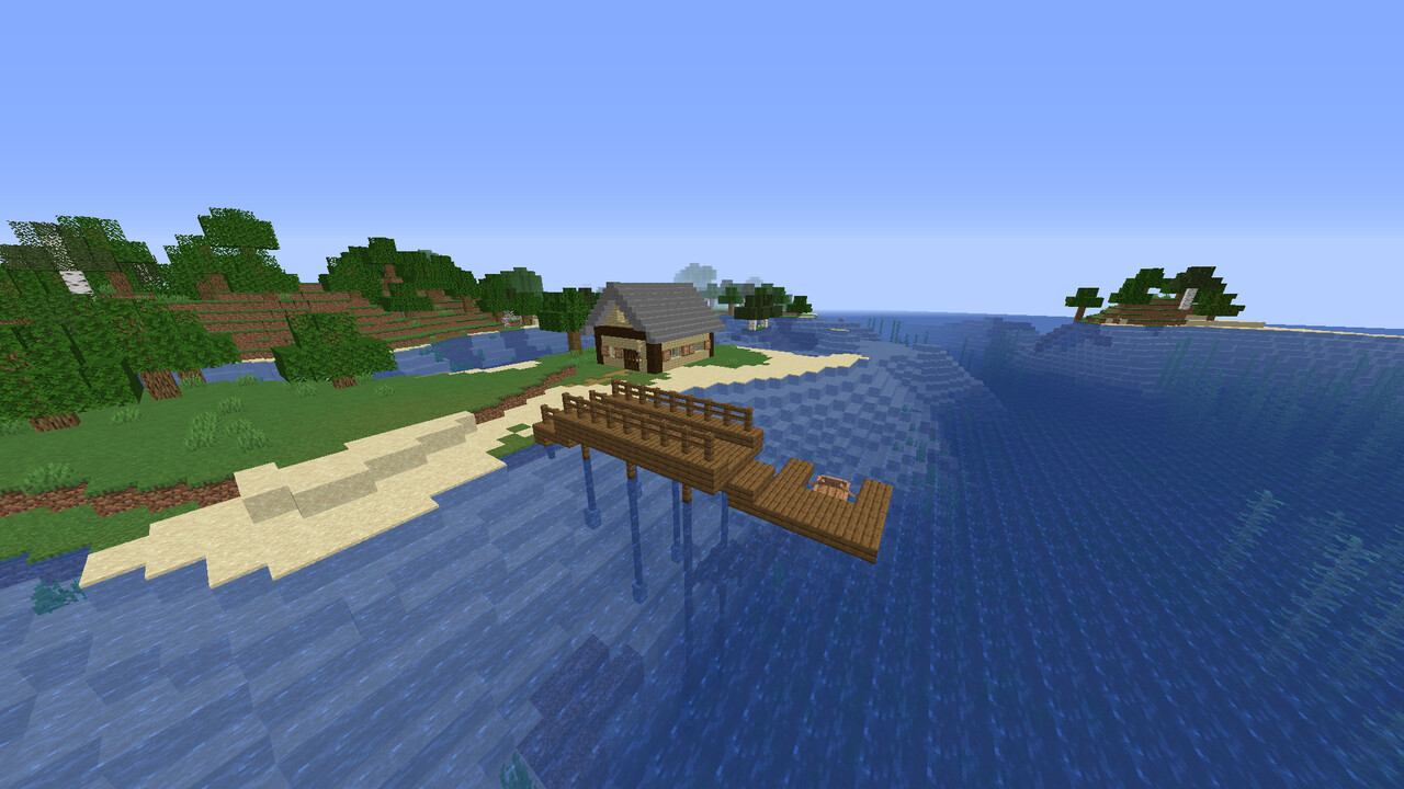Simple Beach House with Boat Dock and Tree Escape Minecraft Map