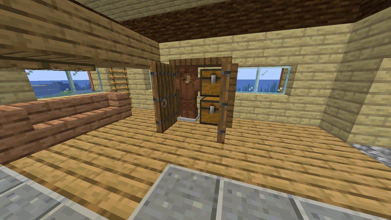 Simple Beach House with Boat Dock and Tree Escape Minecraft Map