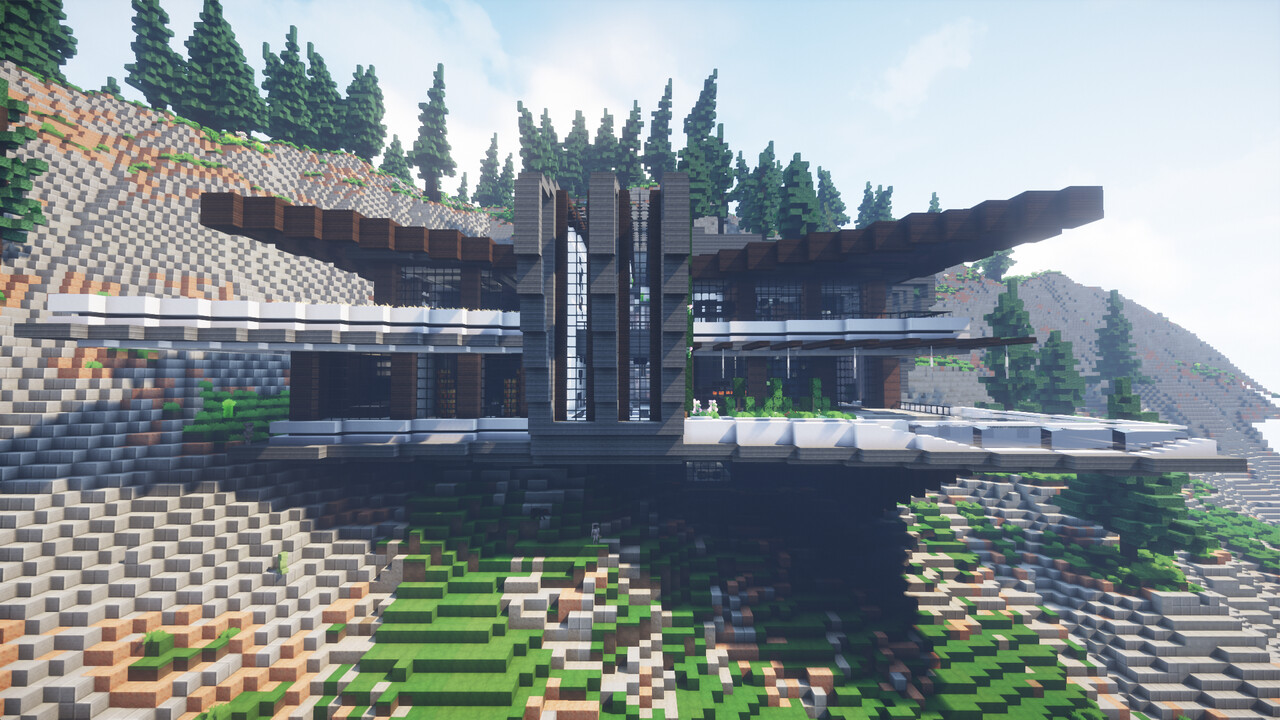 Modern cliffside villa 2 | with interiors + download | MFC | Minecraft Map