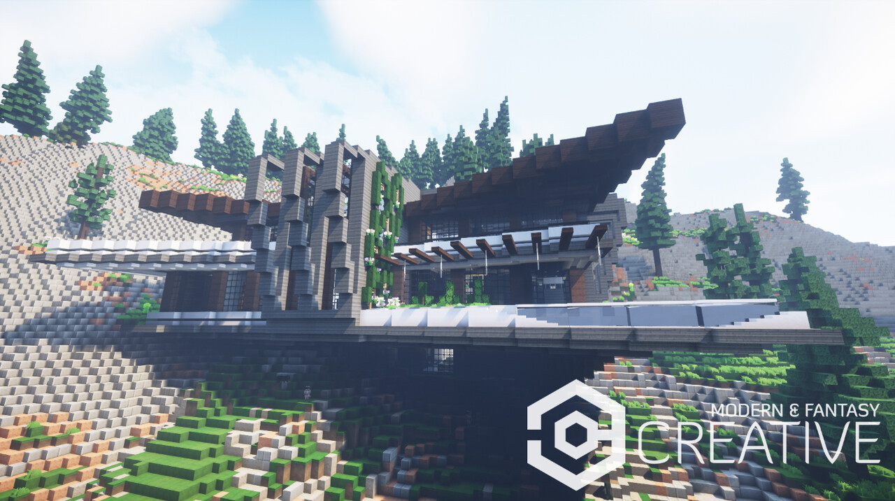 Modern cliffside villa 2 | with interiors + download | MFC | Minecraft Map