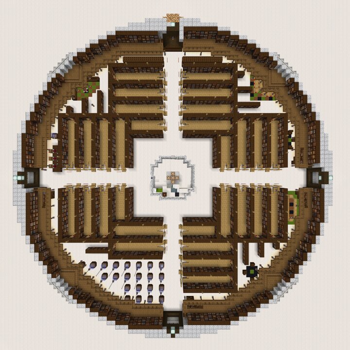 University Library Building with full interior Minecraft Map