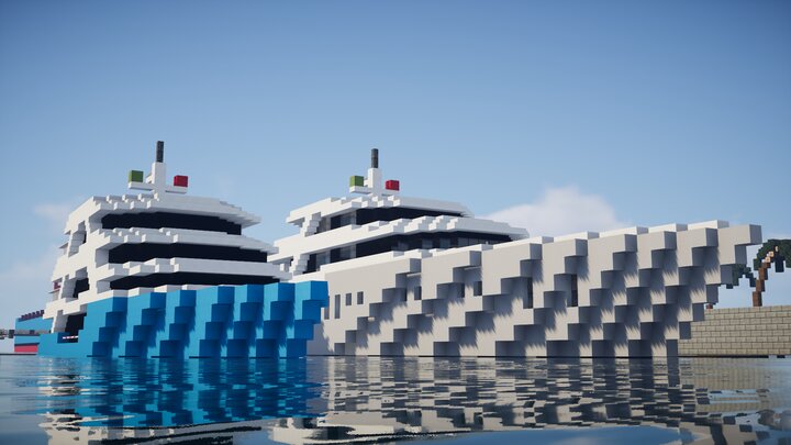 Cruise Ship & Palau les arts on luxe tropical island Minecraft Map
