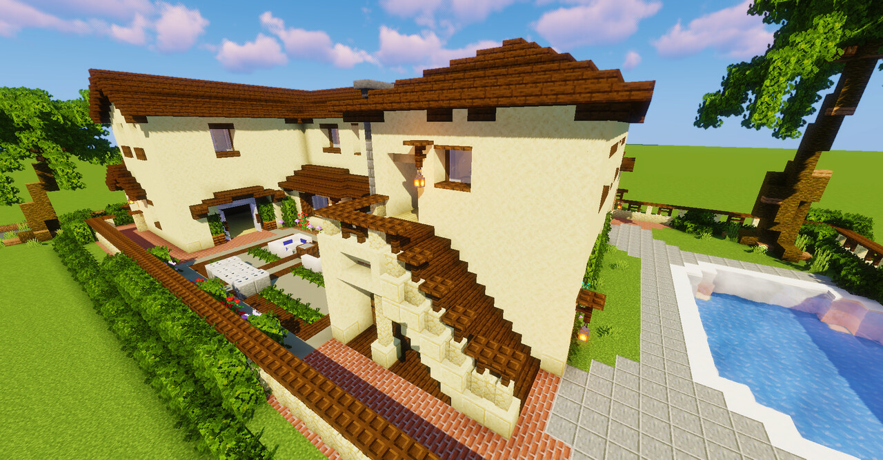 Mediterranean Style Modern Mansion Minecraft Map