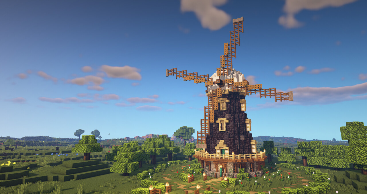 Minecraft Windmill - Tutorial - Realistic Minecraft Windmill Minecraft Map