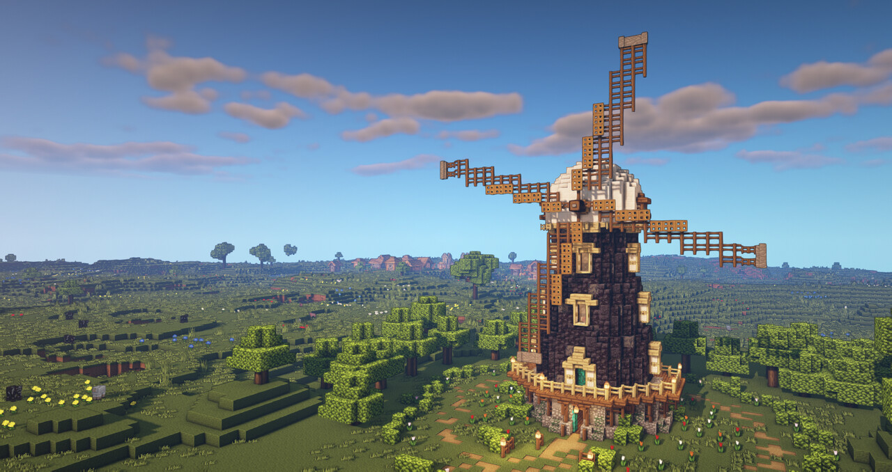 Minecraft Windmill - Tutorial - Realistic Minecraft Windmill Minecraft Map