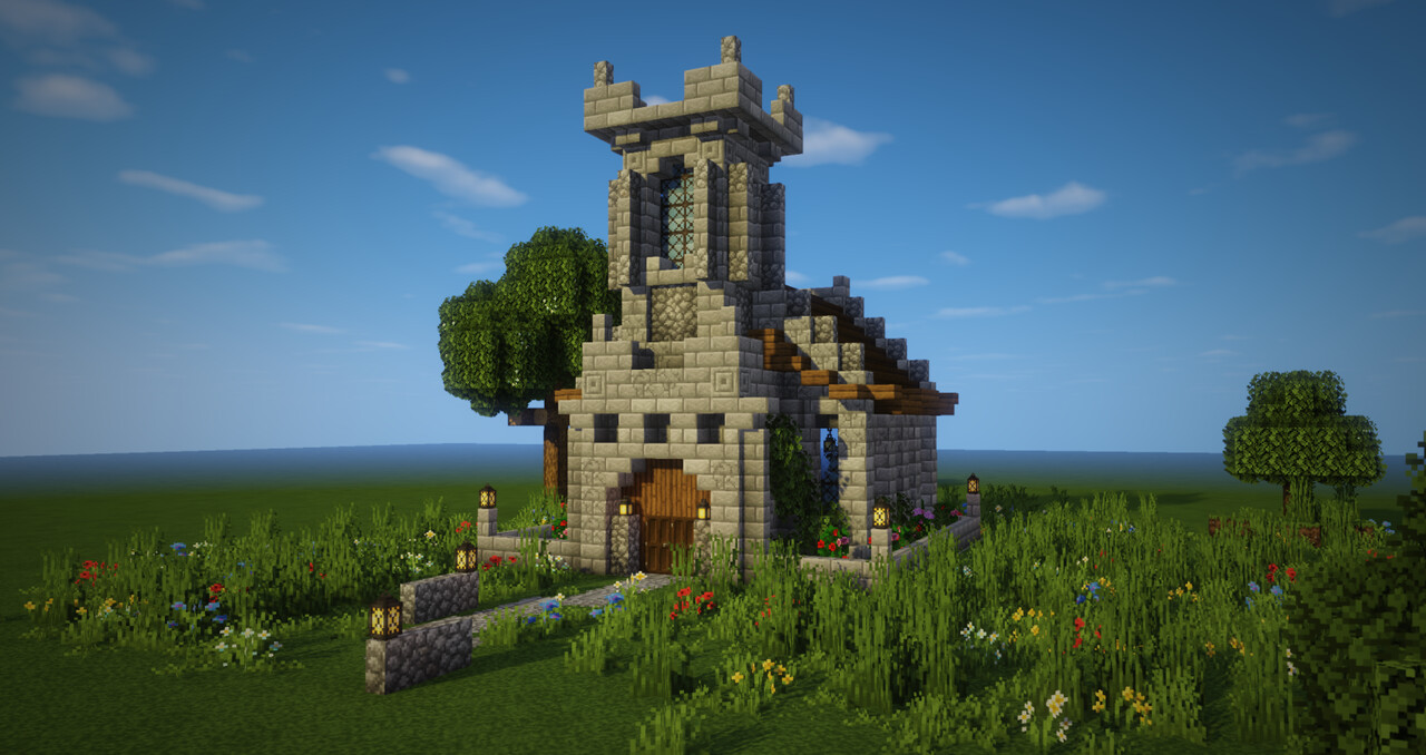 One Chunk Medieval Church Minecraft Map
