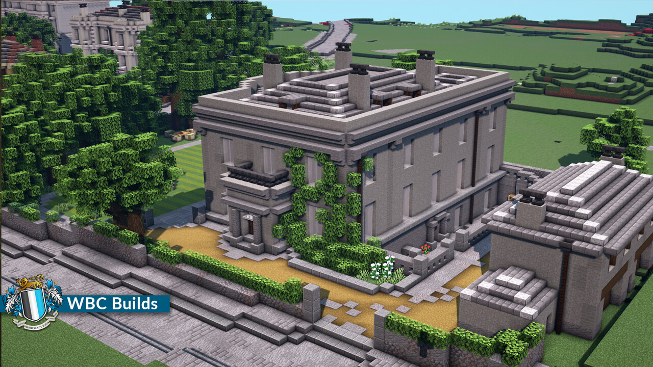 Gray Stone Georgian House, With Large Bay Window Minecraft Map