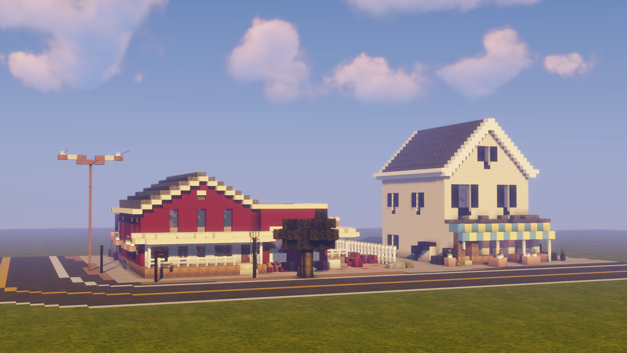 Small Town Building #2 - Pawn Shop, Flower Shop, and road! Minecraft Map
