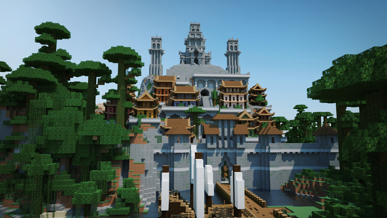 Asian jungle mountain village Minecraft Map