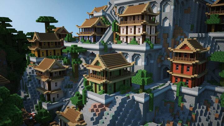 Asian jungle mountain village Minecraft Map