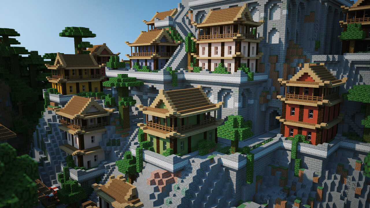 Asian jungle mountain village Minecraft Map