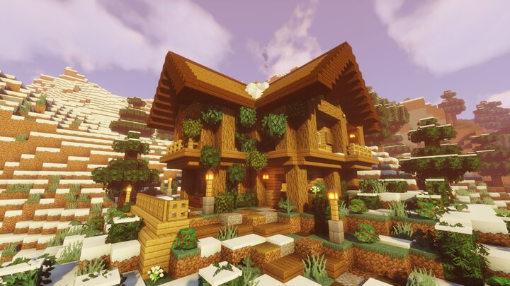 Small winter wooden chalet Minecraft Map