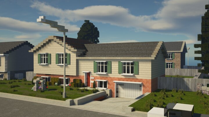 Three 1970's inspired split level homes Minecraft Map