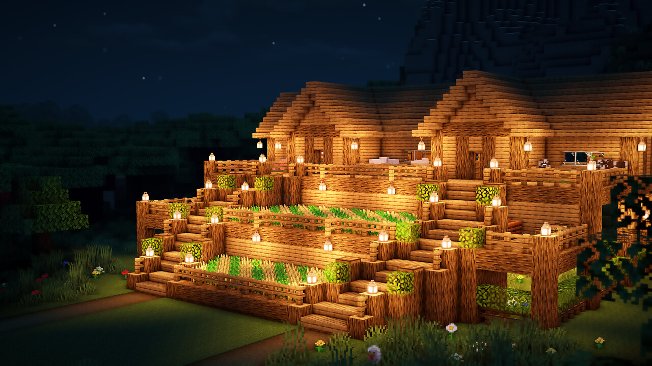 Minecraft: How To Build a Terraced Oak Survival Base Minecraft Map
