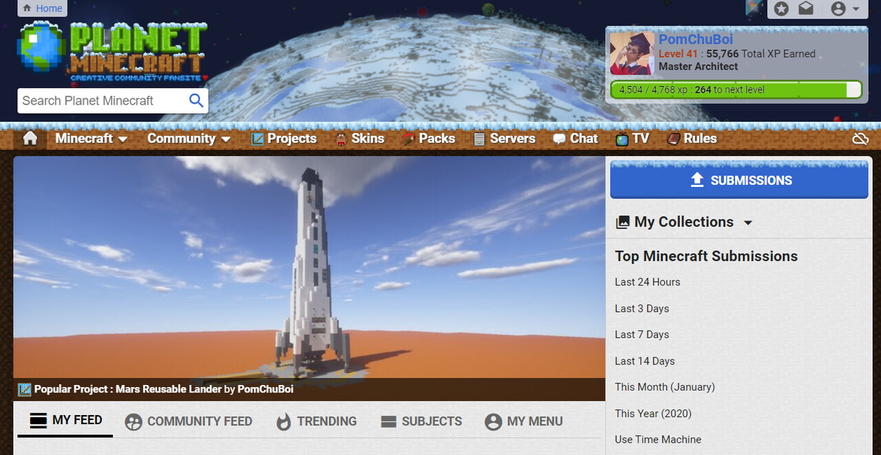 Mars Reusable Lander Minecraft Map