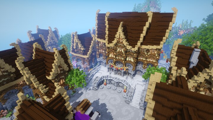 Giant Lobby Medieval Village - 600x600 Server Hub Minecraft Map