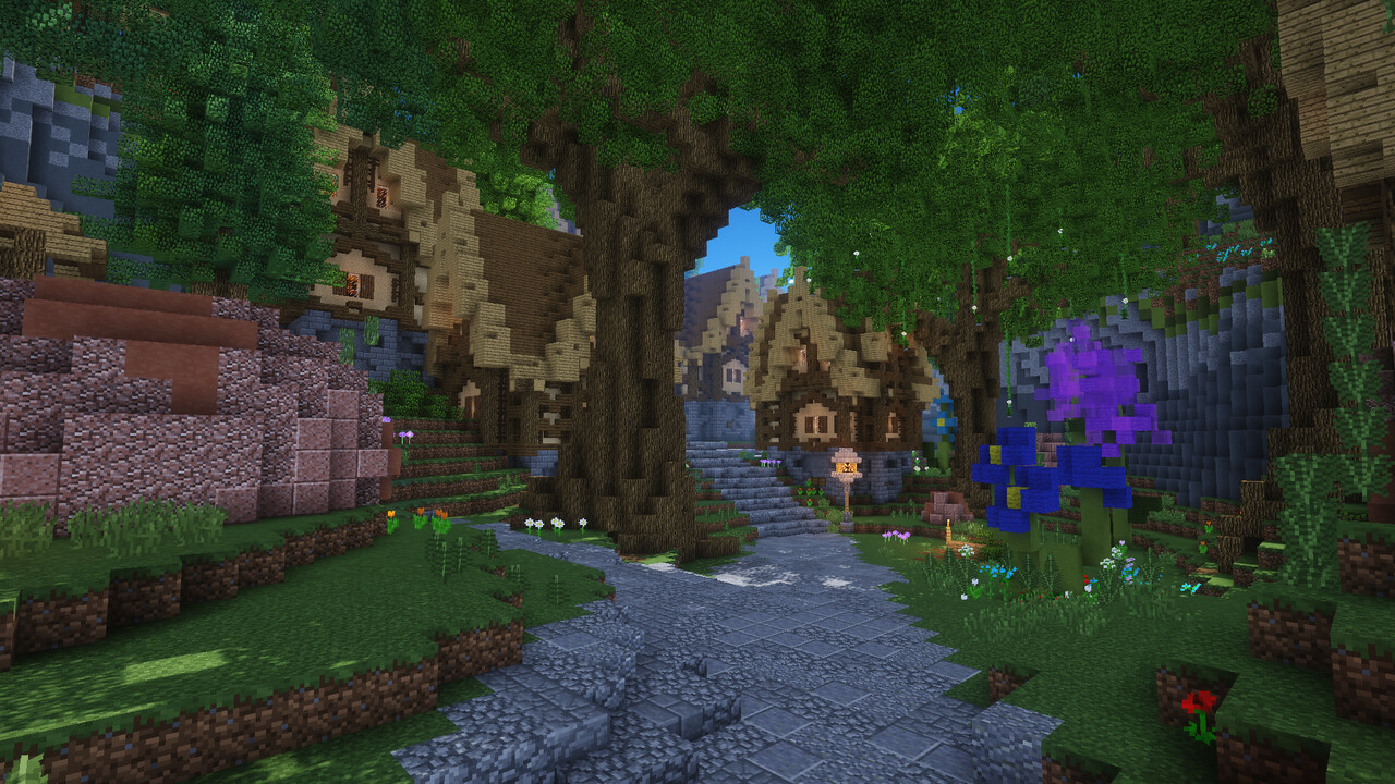 Giant Lobby Medieval Village - 600x600 Server Hub Minecraft Map