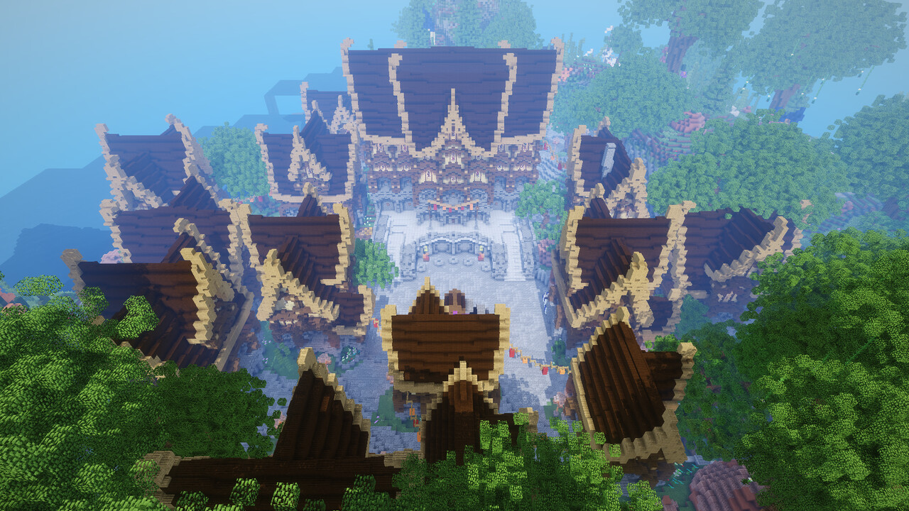 Giant Lobby Medieval Village - 600x600 Server Hub Minecraft Map