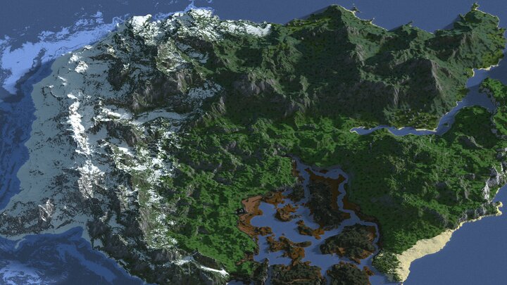 The world of three continents - 5000x5000 Minecraft Map