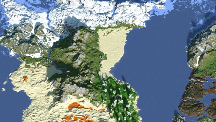The world of three continents - 5000x5000 Minecraft Map