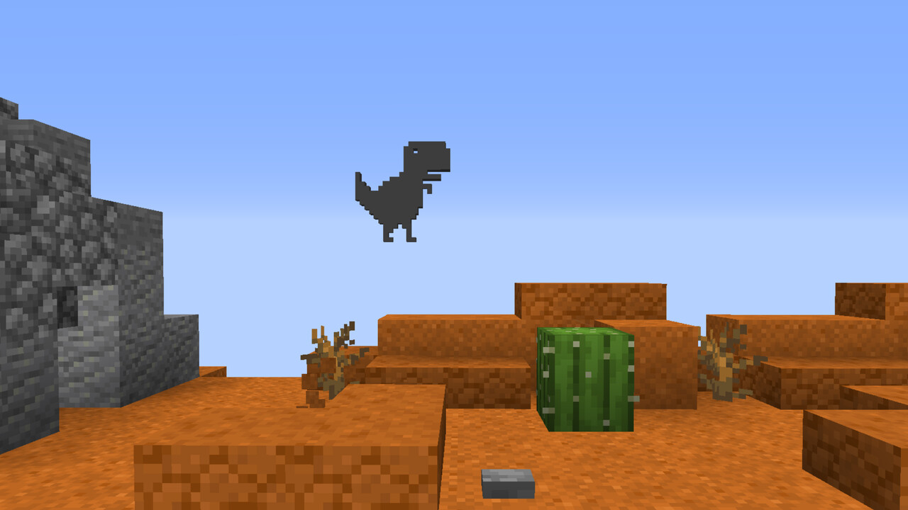 YOU ARE OFFLINE: A Recreation of The Chrome Dino Game. Minecraft Map