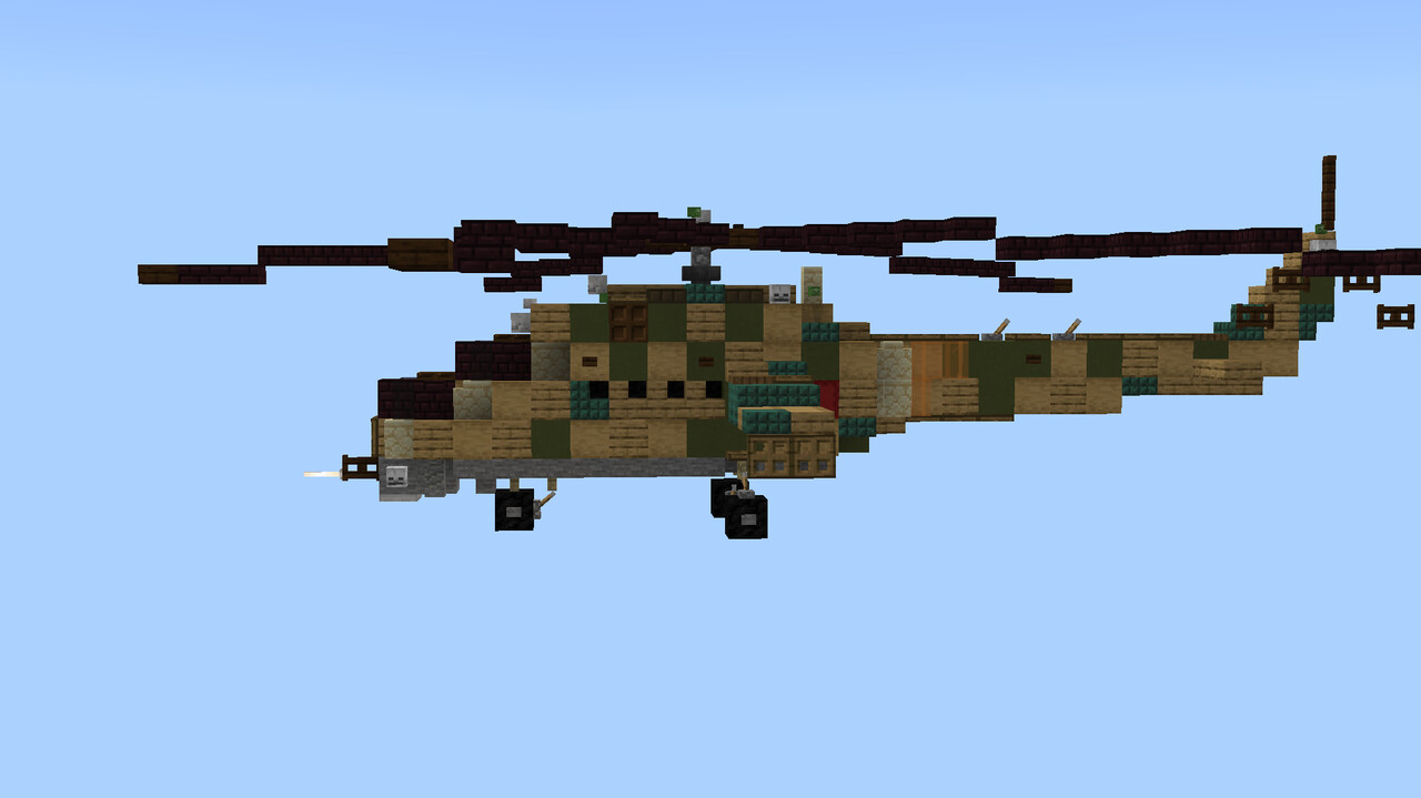 1.5:1 scale Mil Mi-24 "Hind-B" attack helicopter Minecraft Map