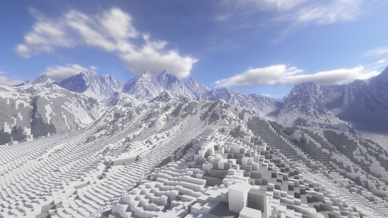 Snowy mountains in hight quality Minecraft Map