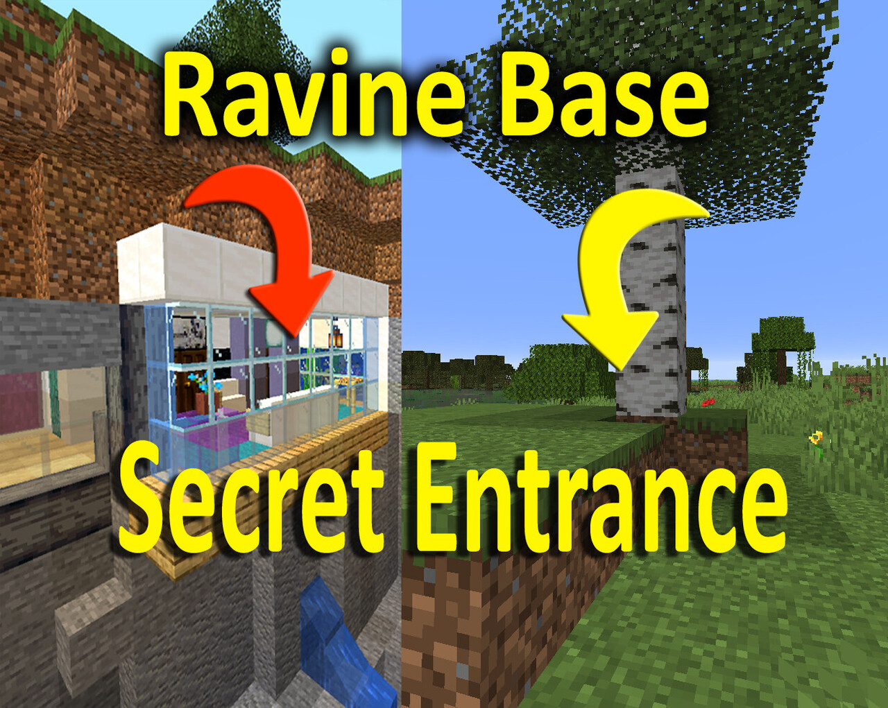 Ravine Base Hidden Entrance Tutorial - Survival Minecraft Map