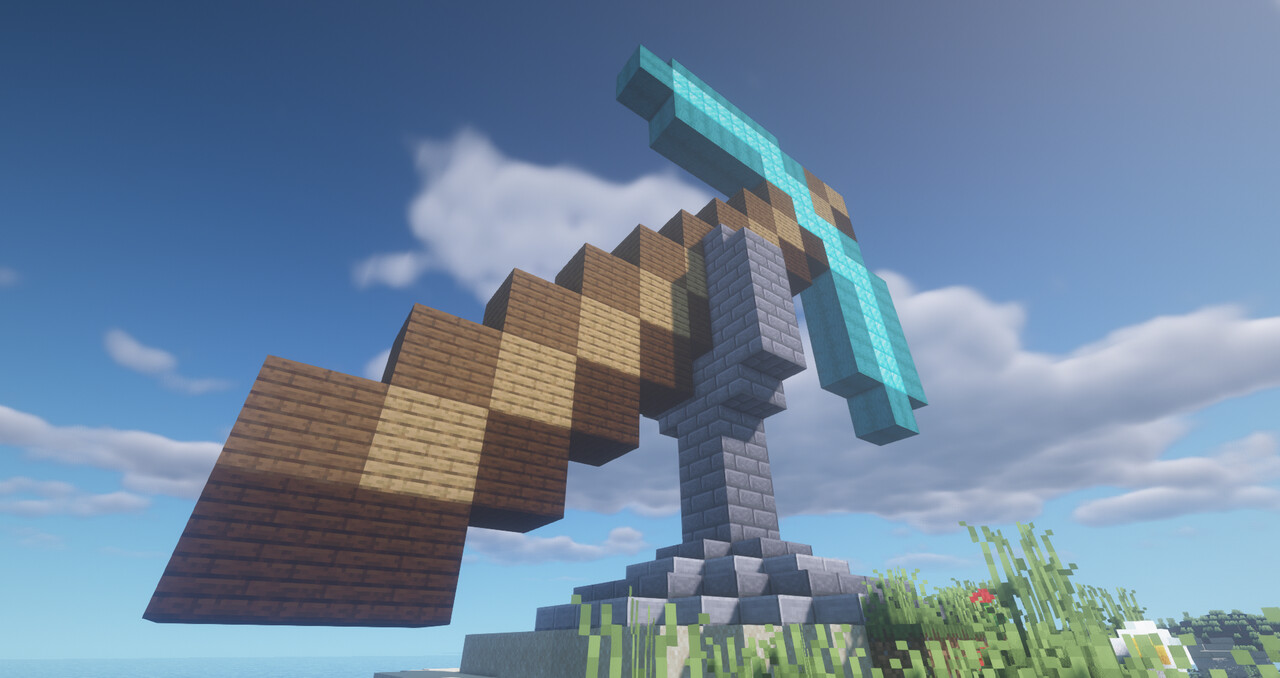 Schematic Statue Diamond Pickaxe Minecraft Map