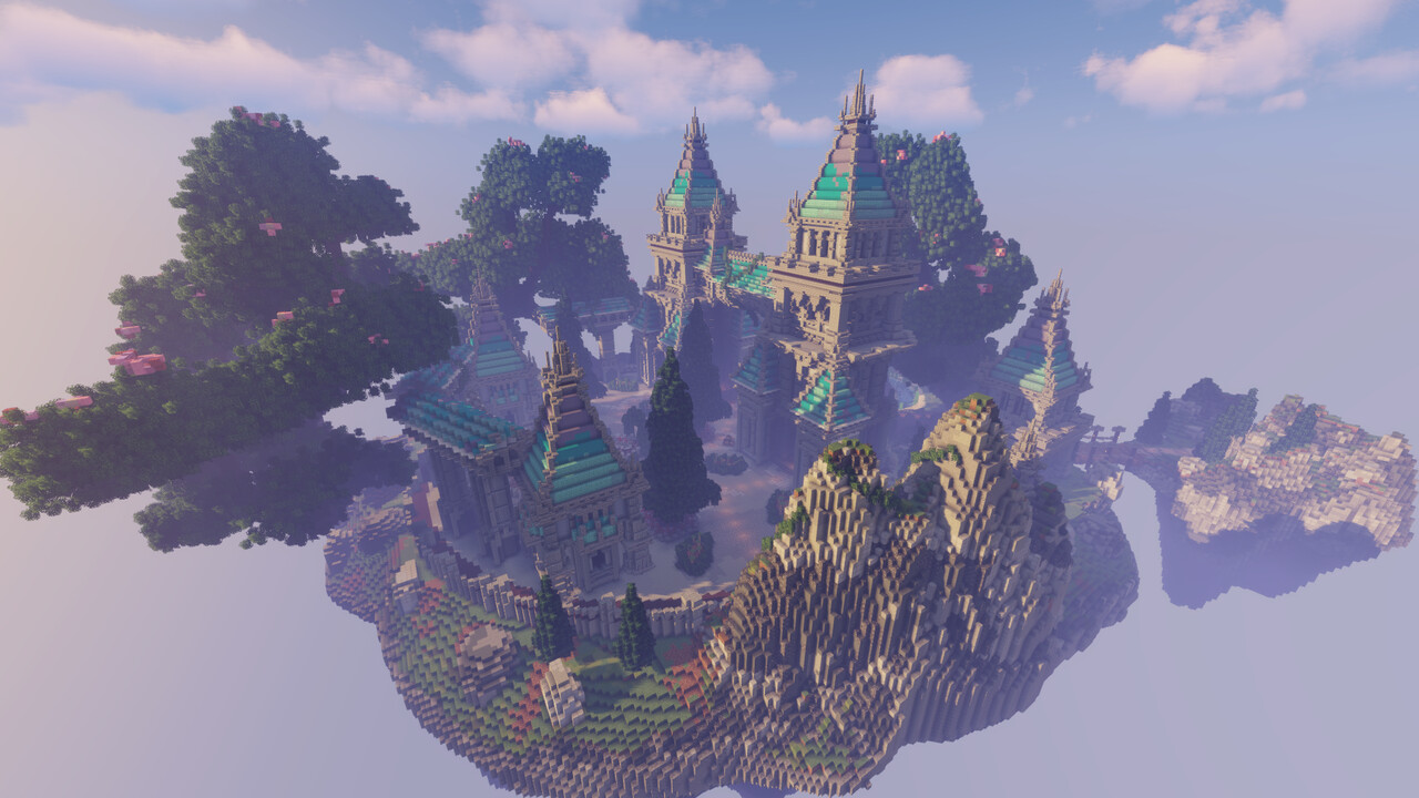 Sky Hub Spawn | Castle | Towers | 300x300 | beautiful spawn point Minecraft Map