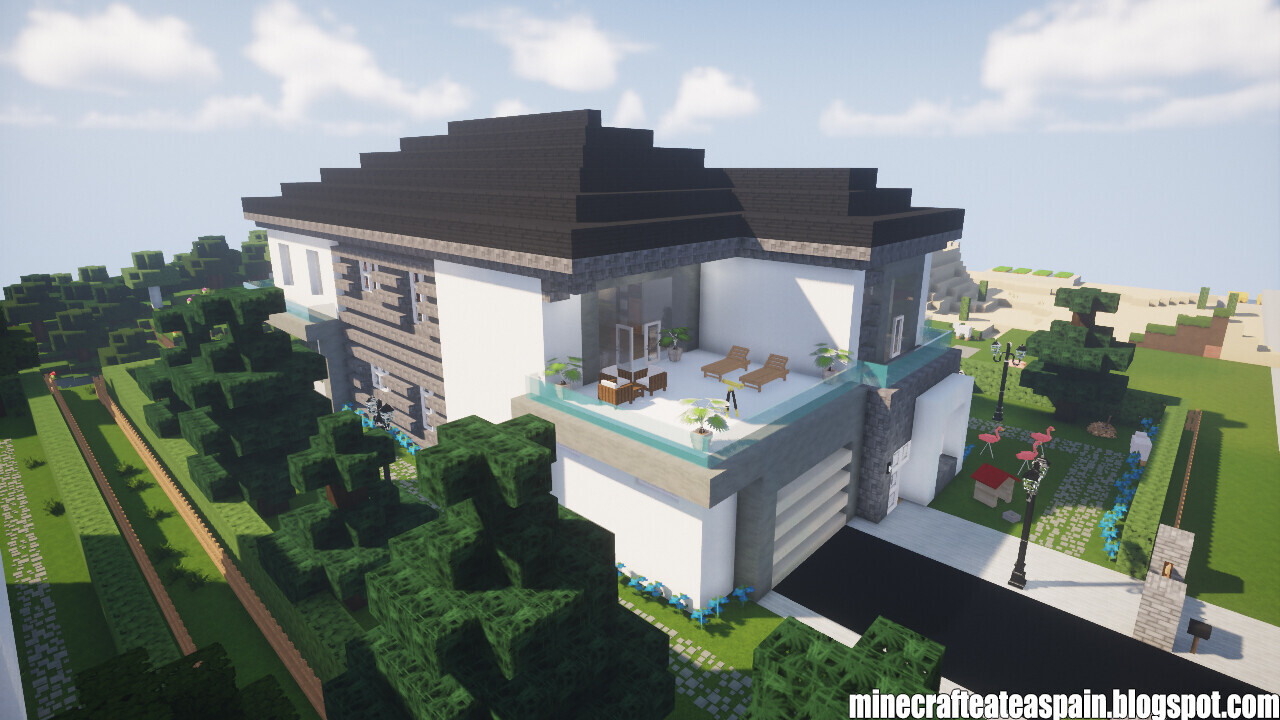 Modern House in Minecraft with garden, by Minecrafteate. Minecraft Map