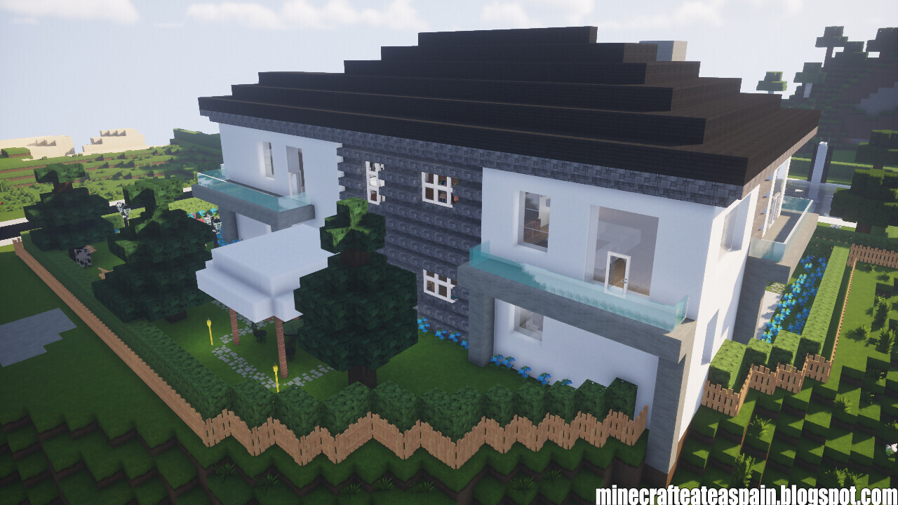 Modern House in Minecraft with garden, by Minecrafteate. Minecraft Map