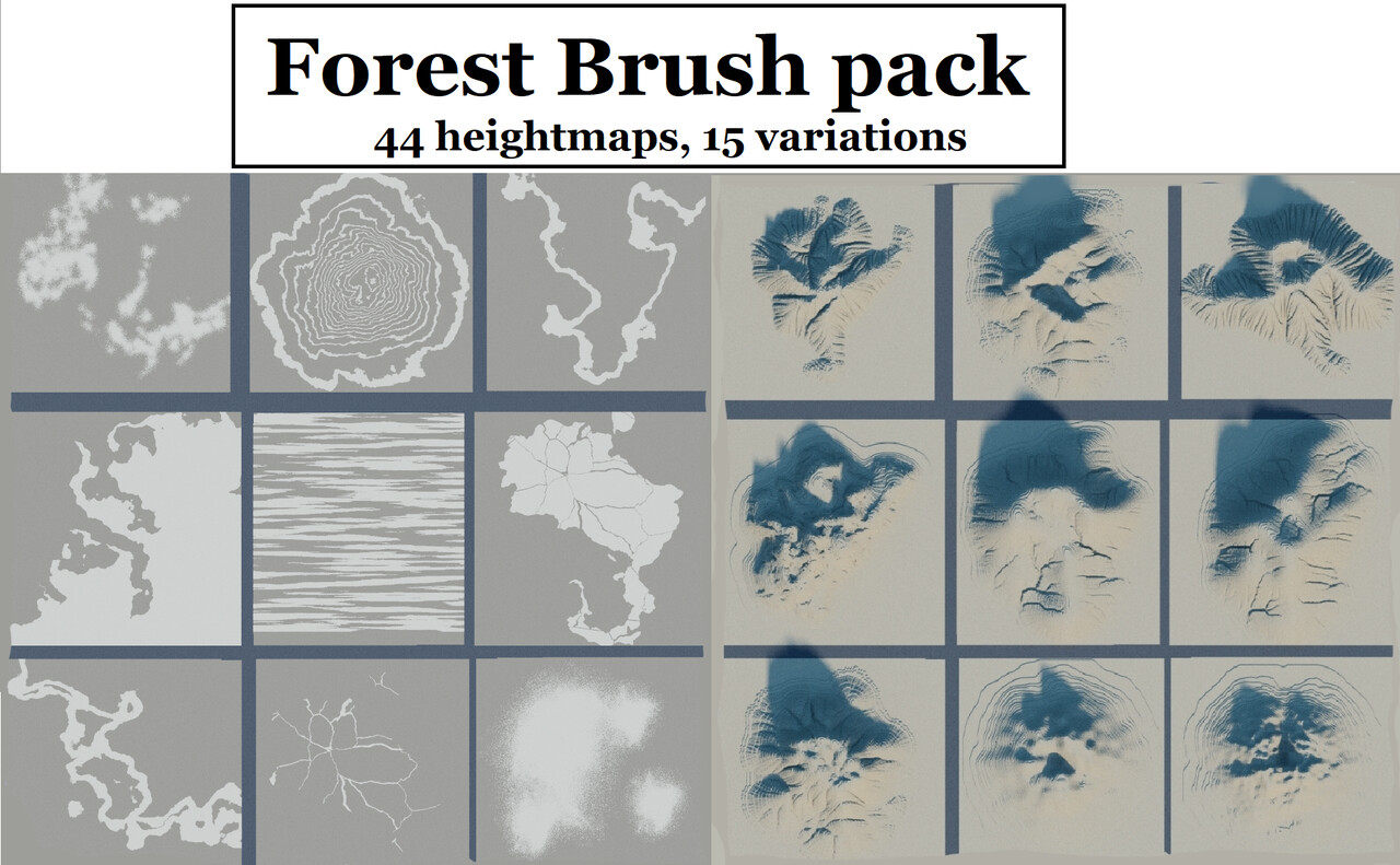 Worldpainter brushes | Forest brushes | 44 Different heightmaps ...