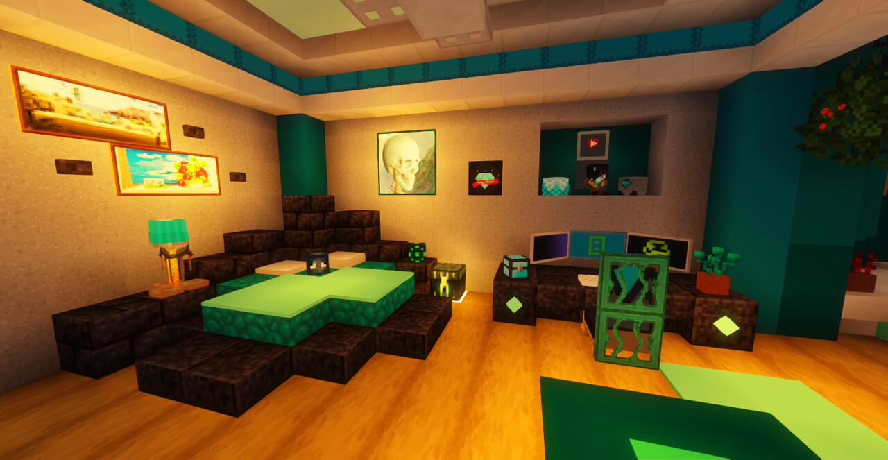 🐙 Minecraft GLOW SQUID statue house - My Cool Base 🐙 Minecraft Map