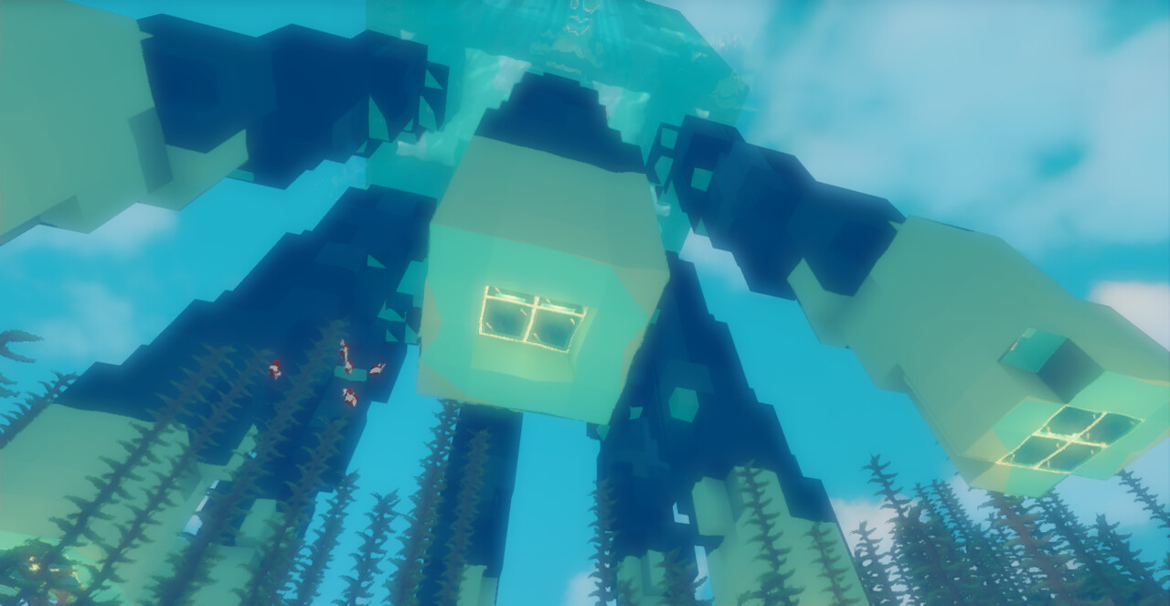 🐙 Minecraft GLOW SQUID statue house - My Cool Base 🐙 Minecraft Map