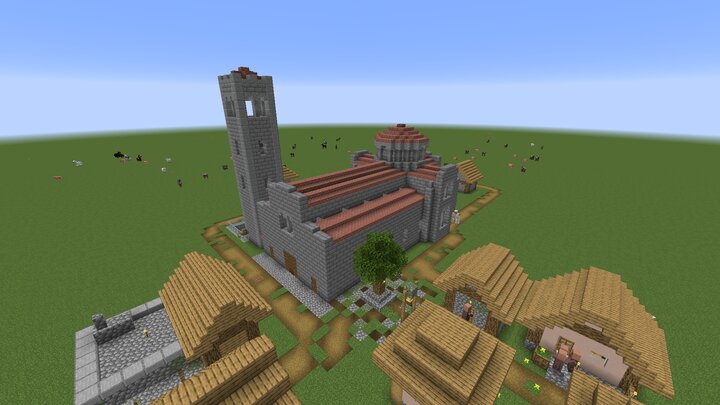 fictional church, Romanesque Minecraft Map