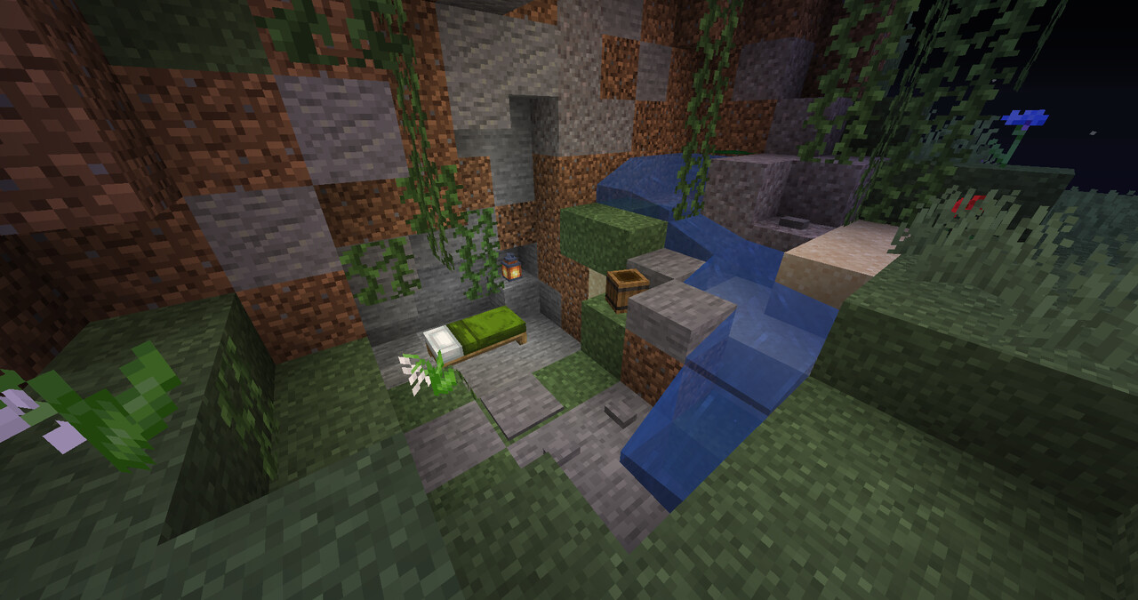 cozy cave +.* small community garden entry Minecraft Map