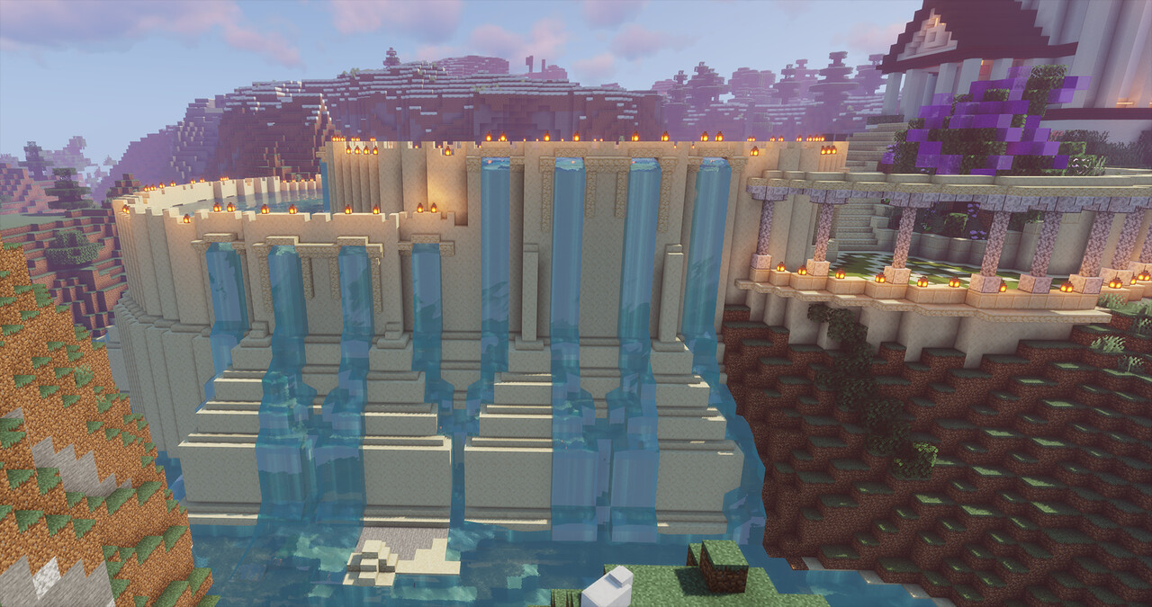 Large pool with waterfalls Minecraft Map