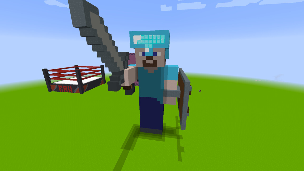 Sword And Shield Steve Statue Block Game City V1 Minecraft Map