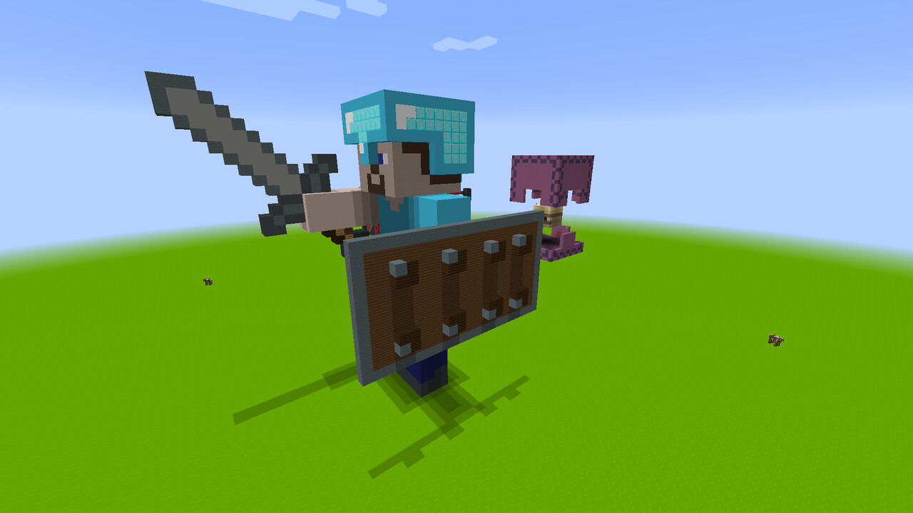 Sword And Shield Steve Statue Block Game City V1 Minecraft Map