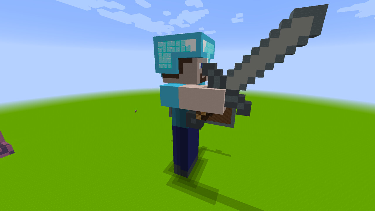 Sword And Shield Steve Statue Block Game City V1 Minecraft Map